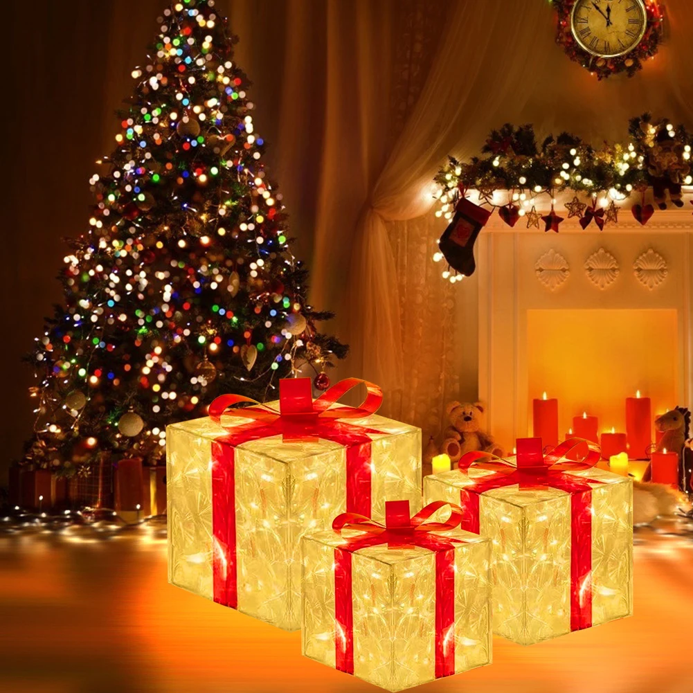 Christmas-100-LED-Lights-Present-Box-Detachable-3-Pcs-LED-Lighted-Gift ...
