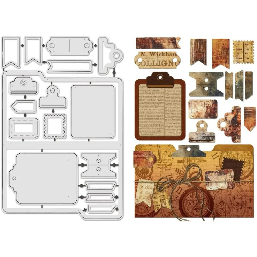 17Pcs Metal Cutting Dies File Pocket Die Cut Embossing Cutting Stencils ...