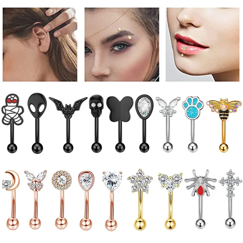 1pc borboleta sobrancelha piercing jóias curva haltere hélice piercing ...