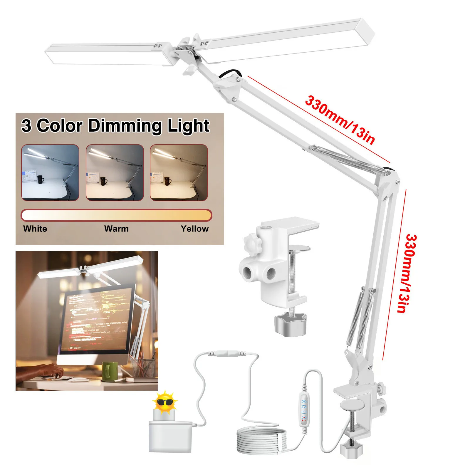 LED-Desk-Lamp-Eye-Caring-Adjustable-Swing-Arm-Table-Light-with-Clamp ...