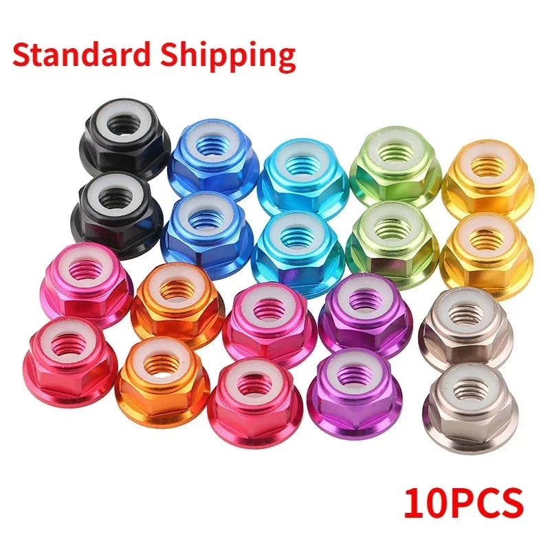 10PCS M5 Aluminum Motor Screw Nuts Nylon Insert Self Lock Flange Nut CW ...