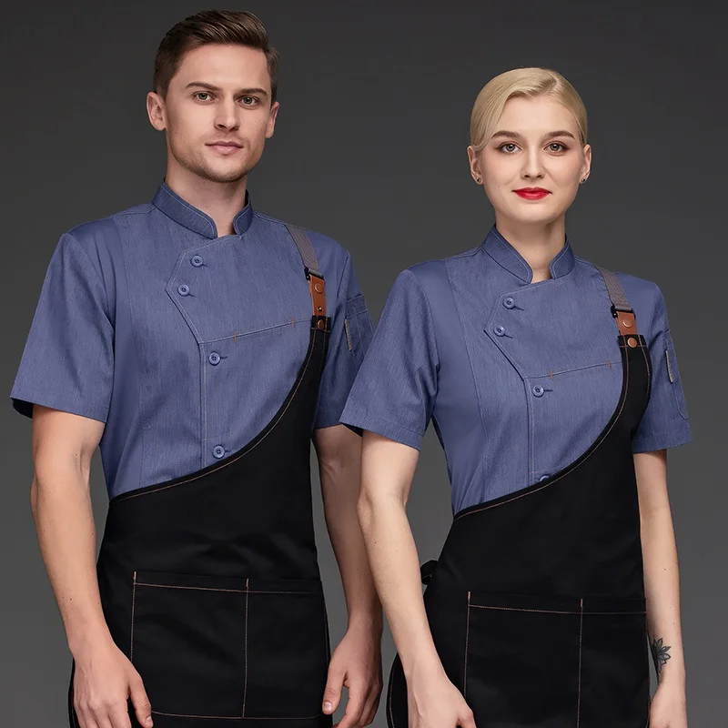 Chef Jacket and Apron for Men Women Restaurant Kitchen Cook Waiter ...