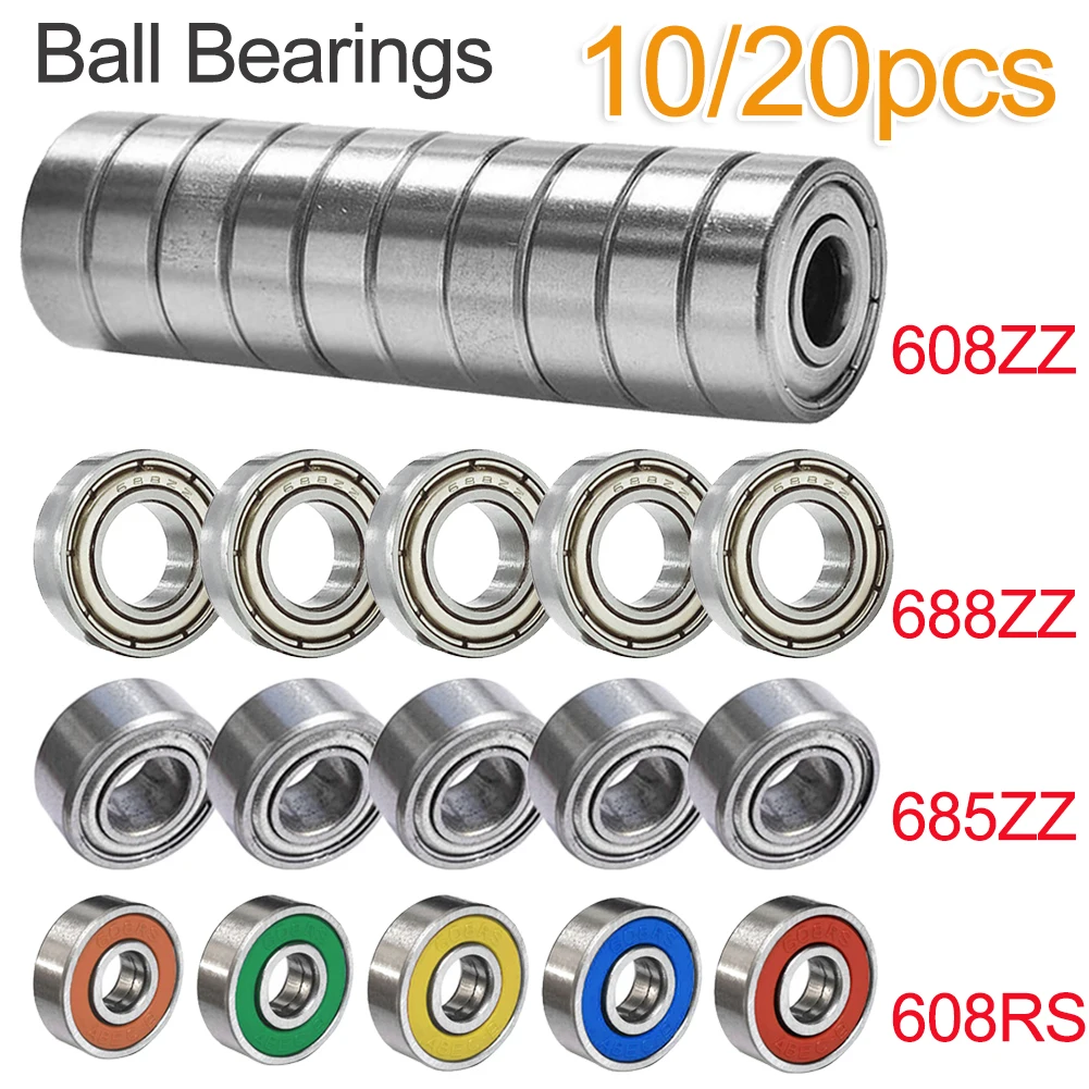 볼베어링 608ZZ 685ZZ 688ZZ 608RS 스케이트 보드 스쿠터 3D 프린터 베어링용 깊은 홈 미니어처 베어링, 10-20 개