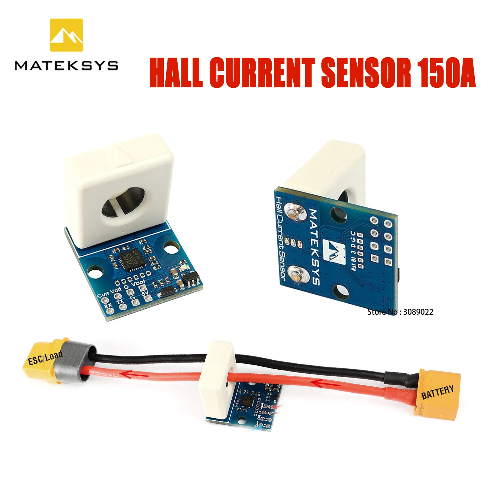 Matek Systems Hall Effect Current Sensor 150A Module 0~69V Voltage ...