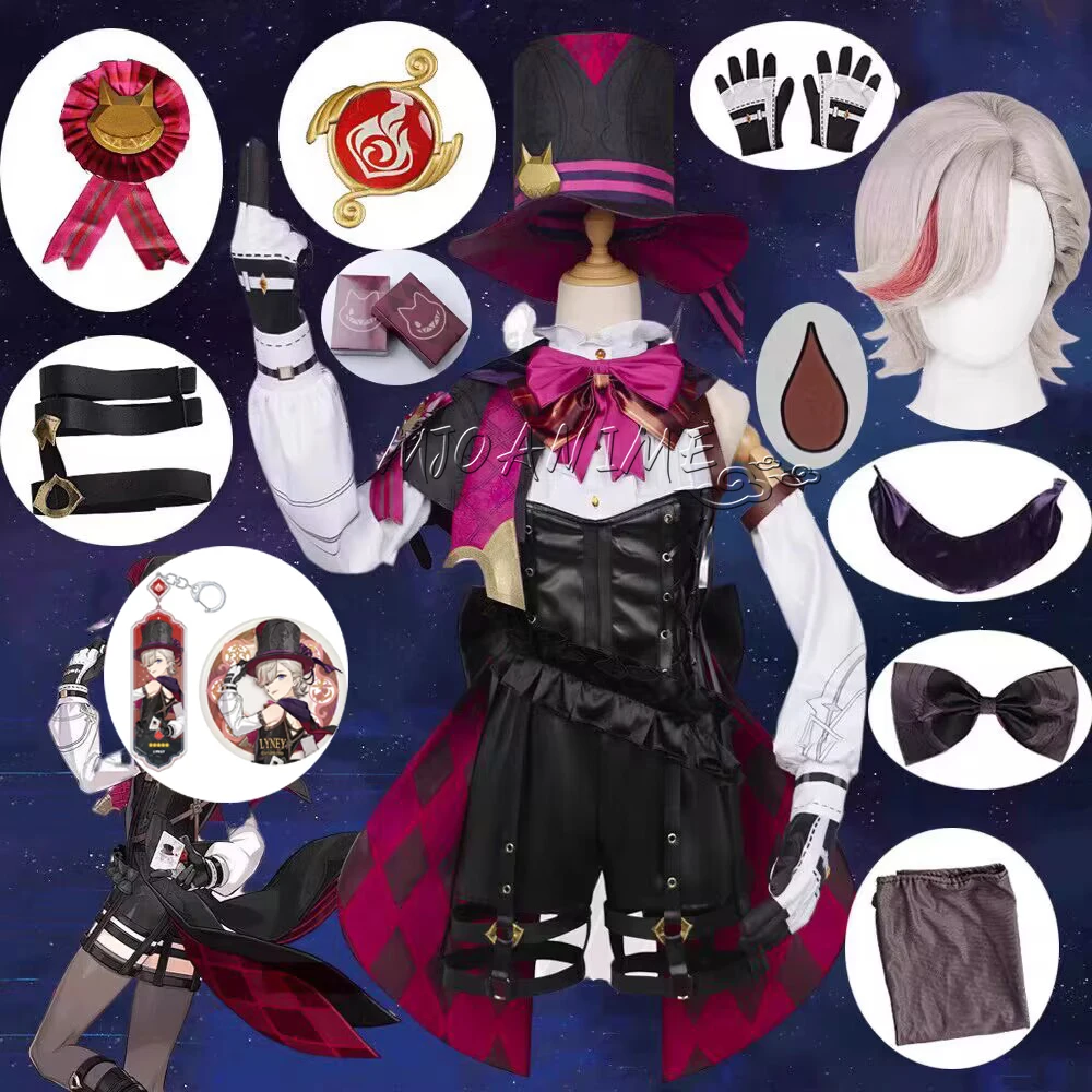 Genshin-Impact-Lyney-Cosplay-Costume-Wig-Fontaine-Lyney-Leather-Uniform ...