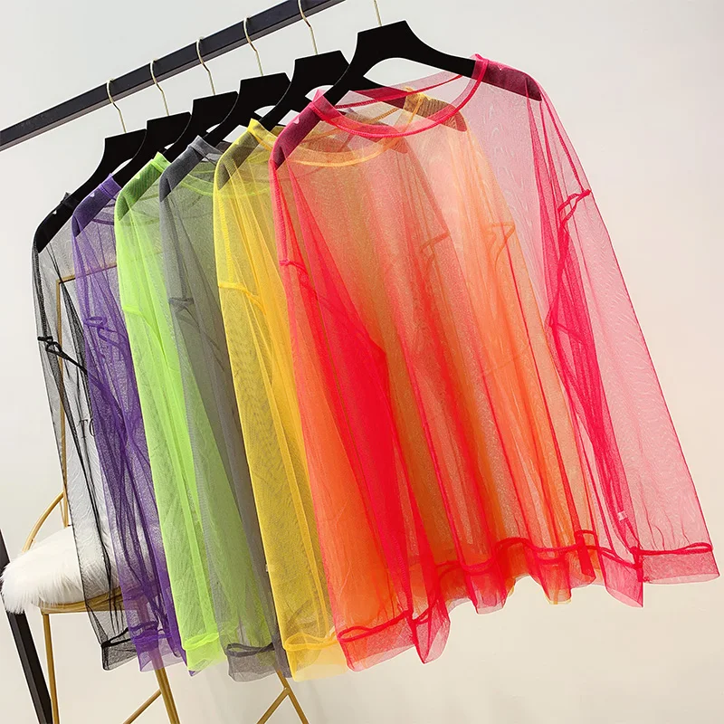 Women-T-Shirt-Sexy-Perspective-Mesh-Long-Out-Lace-Long-Sleeve-O-Neck ...