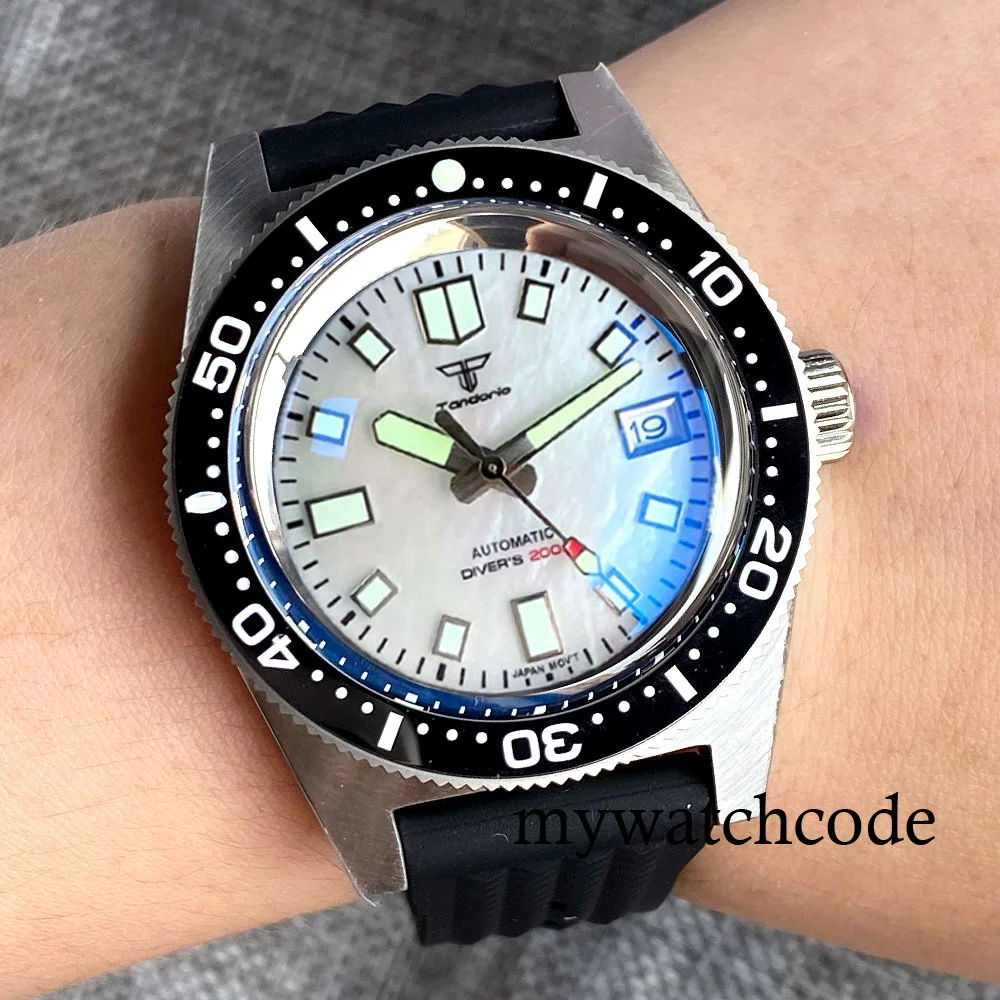 Diving 62mas Steel Mechanical Watch Men AR Sapphire Crystal MOP Dial ...