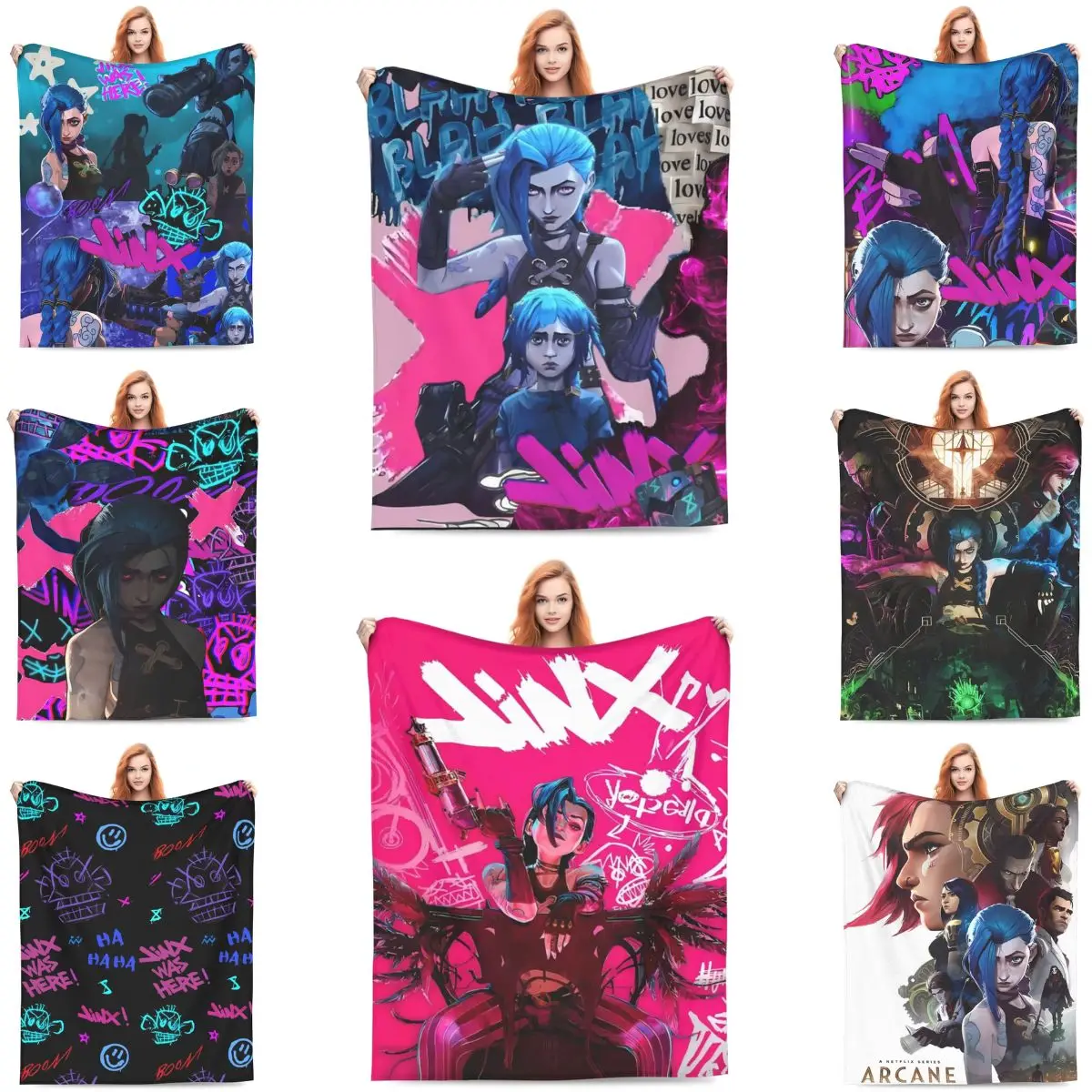 Warm-Soft-Blanket-Travel-Popular-Arcane-League-Jinx-Throw-Blanket ...
