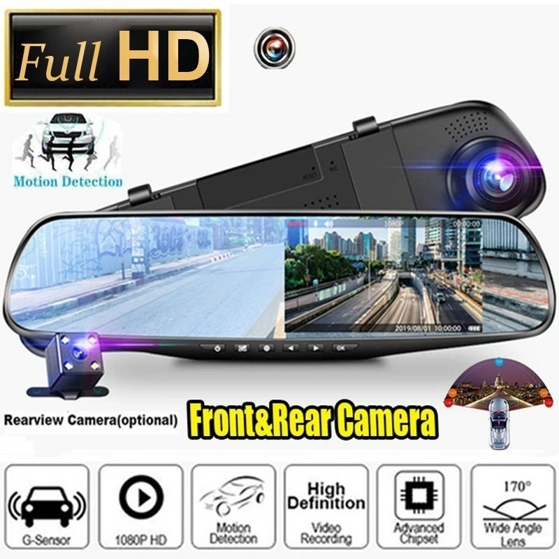4.3/2.8inch Car Dvr Rearview Mirror Driving Video Recorder Dual Lens ...