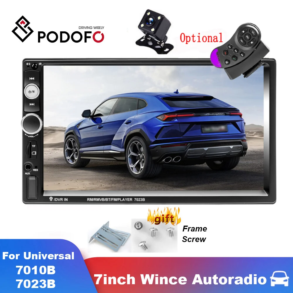 Podofo 2din 7" Autoradio Car Radio Stereo For Universal Mp5 Player Fm Bluetooth Aux Multimedia ...