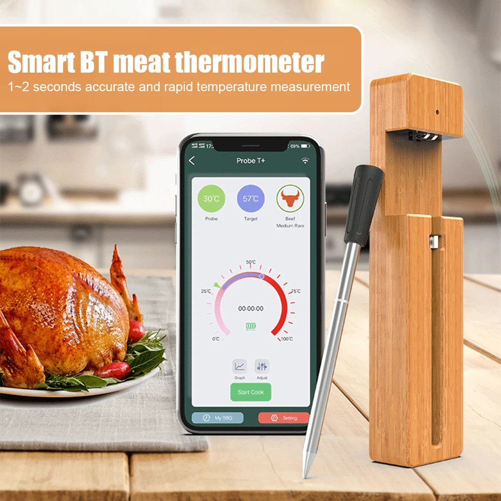 Meat-Thermometer-5-10-Mins-Quick-Charge-98FT-Wireless-Range-BT-Meat ...