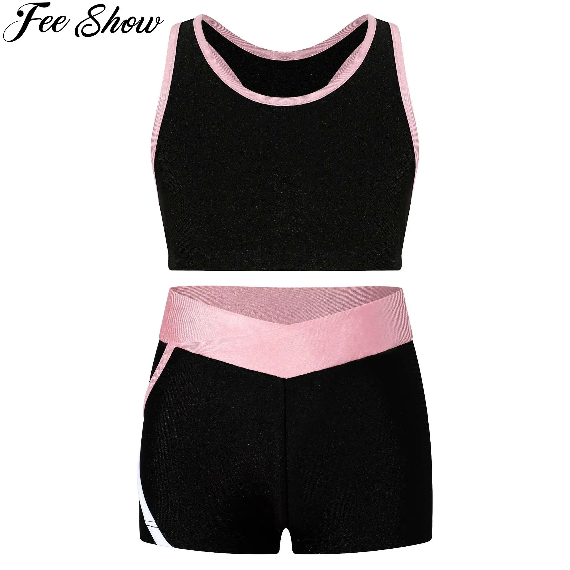 Kids-Girls-Sports-Outfits-Sets-Gymnastics-Workout-Dancewear-Racer-Back ...