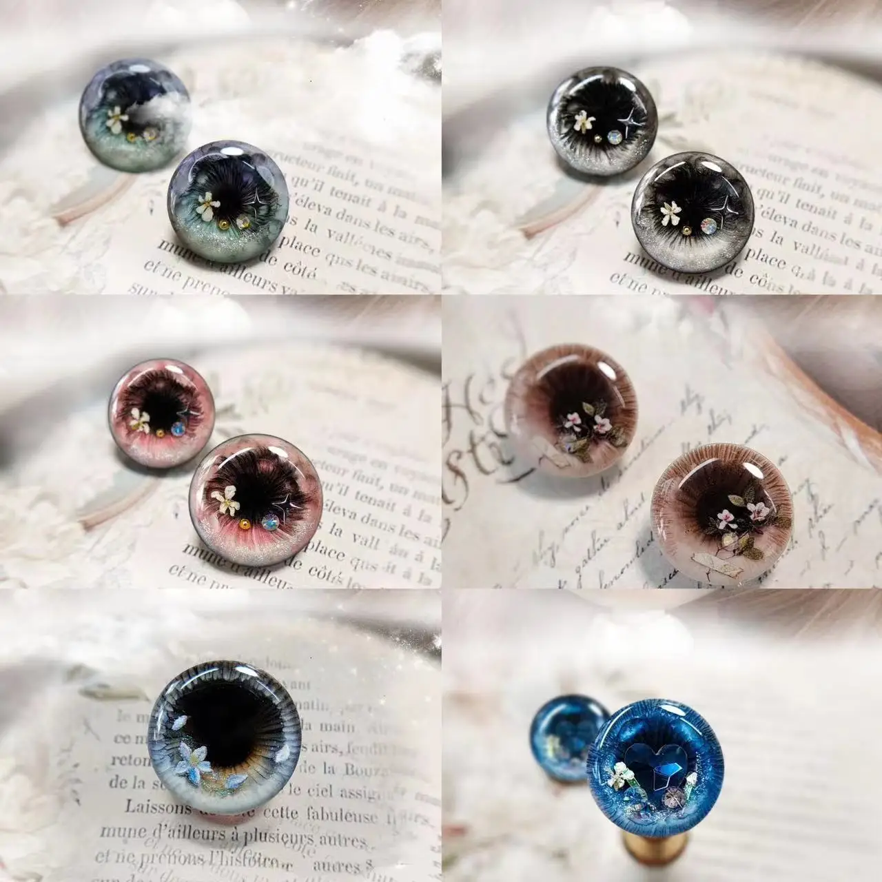 Flower flash diamond series BJD Blythe handmade eye chips Soft clay ...