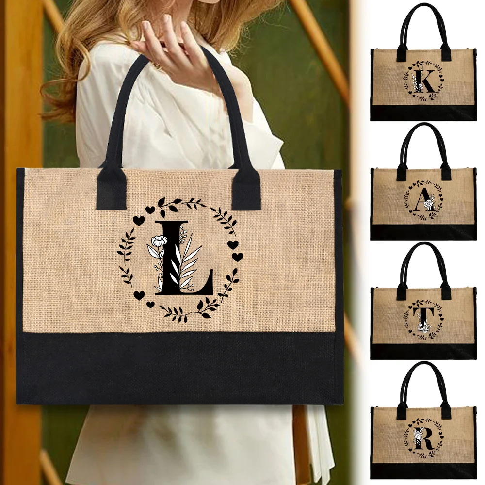Shopping Bag Burlap Tote Bag Jute Bags Lightweight Handbag Portable ...