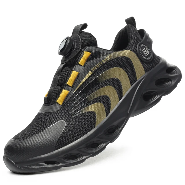 Rotary Buckle Work Boots Safety Steel Toe Shoes Men Breathable Safety ...