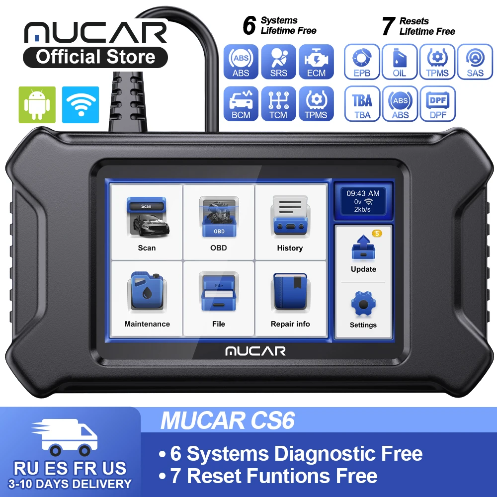 MUCAR CS6 Professional DIY Obd2 Scanner For Auto Lifetime Free All Car ...