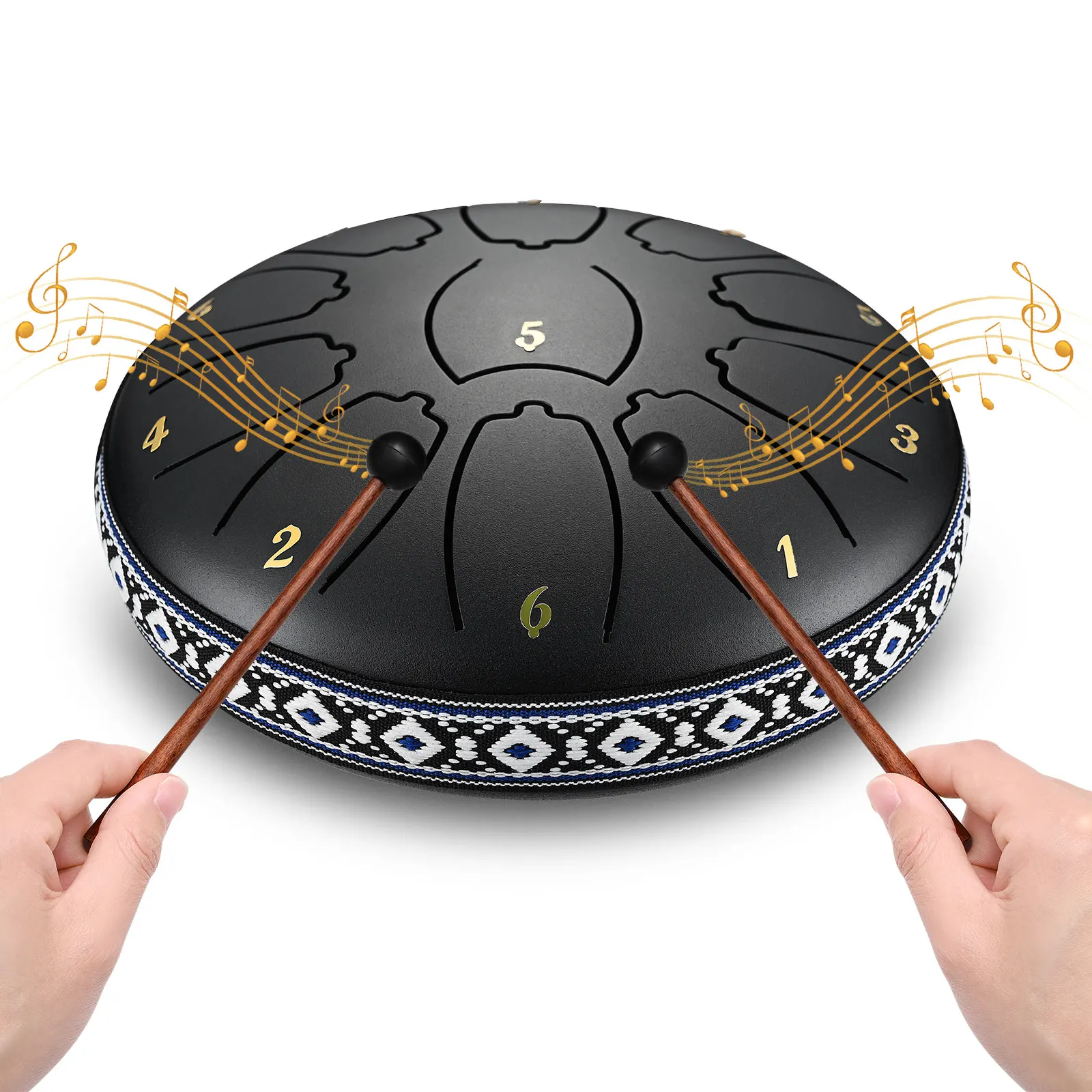 6-inch 11-scale Steel Tongue Drum Hand Pan Drums With Drumsticks ...