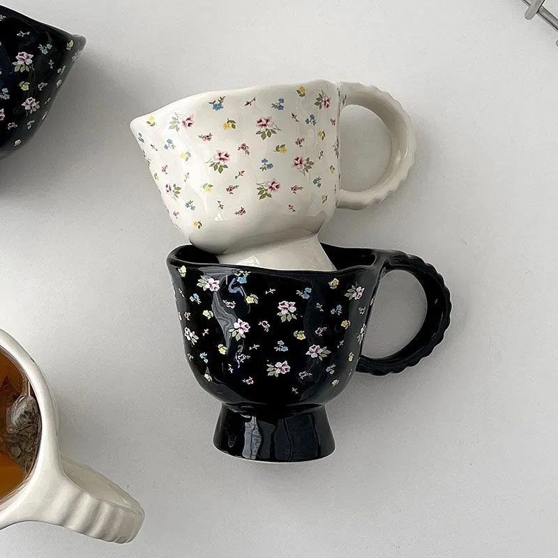 Korean-Ins-Ceramic-Mugs-Coffee-Cups-Vintage-Floral-Flower-Fashion ...