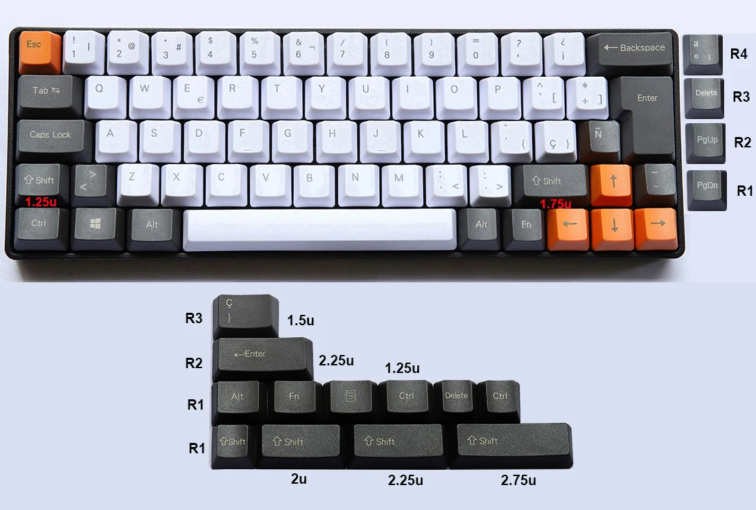 Spanish Layout OEM Keycaps European Type ANSI ISO-ES PBT Material for ...