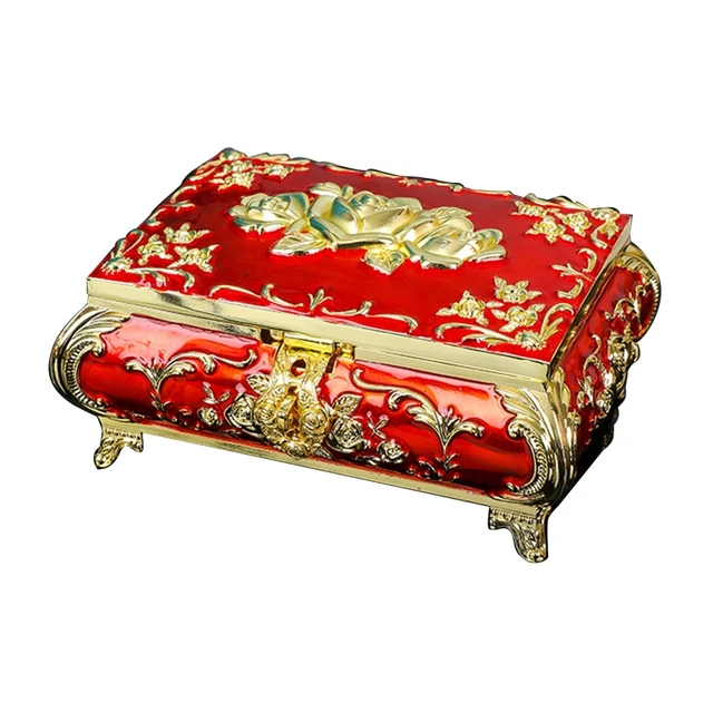 Rectangular Trinket Organizer Storage Box Ornate Treasure Chest Jewelry ...