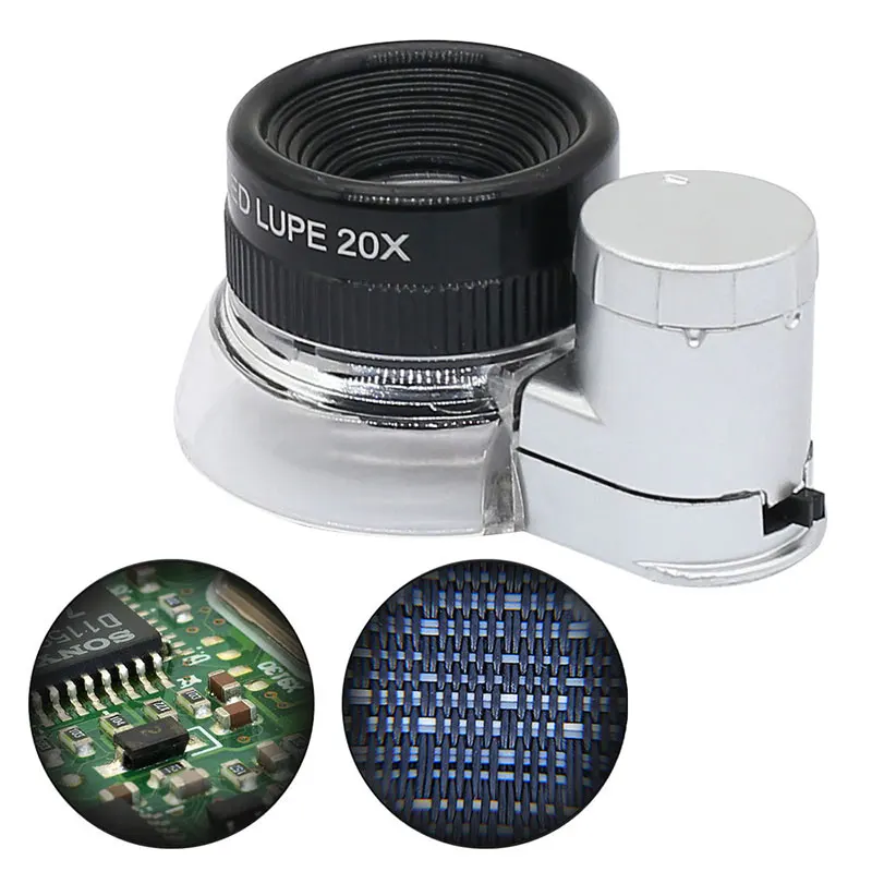 Pocket-Size-20X-Adjustable-Zoom-LED-Lupe-Illuminated-Magnifier-Cloth ...