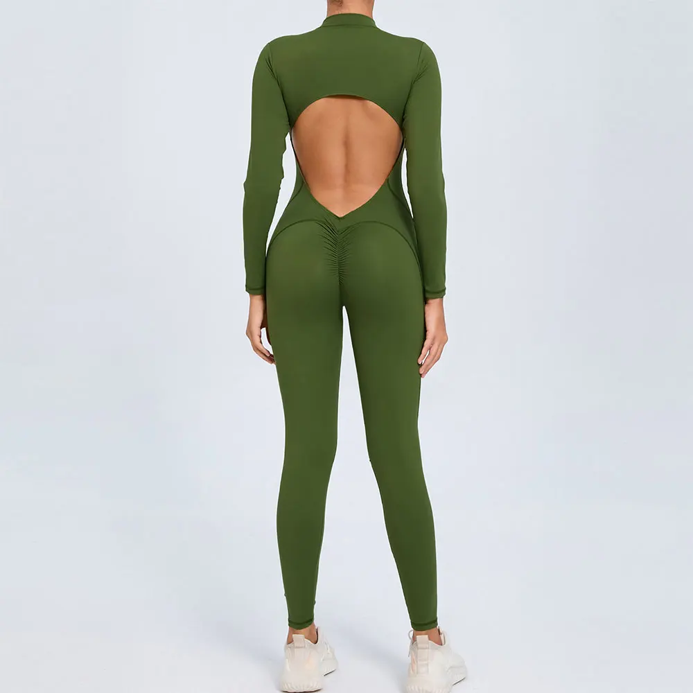 Backless-Rompers-Yoga-Long-Sleeved-Women-s-Sportswear-Gym-Zipper-Jumpsuits-Workout-Bodysuit ...