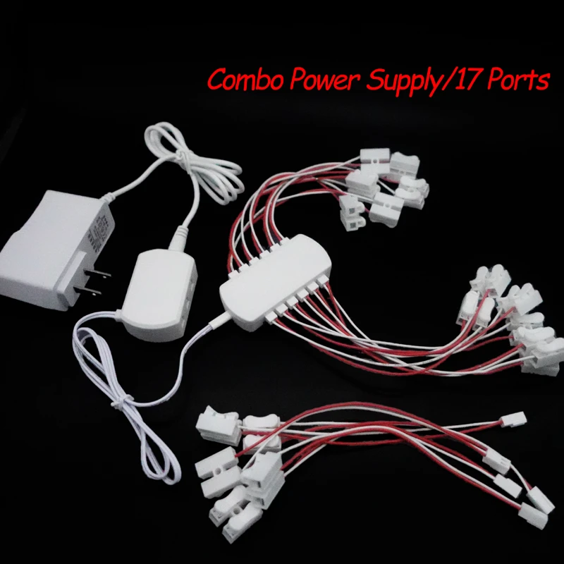 17 Ports Output Combine Power Supply 3V/12V AC/DC Adapter Power Railway ...