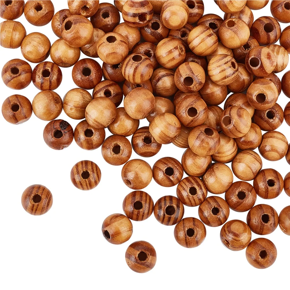 300Pcs Natural Painted Round Wood Beads Pine Spacer Beads Bracelet ...