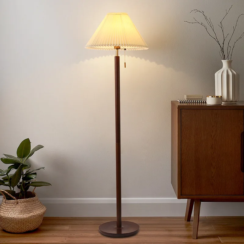 Nordic-Rubber-Wood-Solid-Wood-Walnut-Color-Simple-Retro-Pleated ...