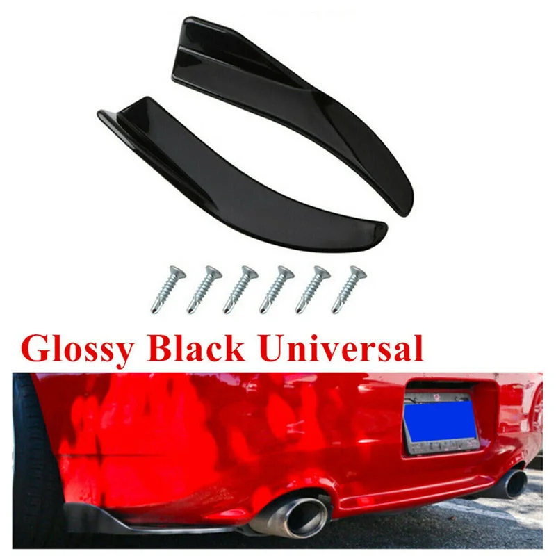 1 Pair Universal Black Carbon Fiber Car Bumper Spoiler Front Rear Lip ...