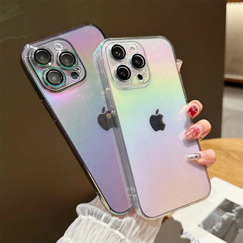 Glitter-Colorful-Rainbow-Phone-Case-For-iPhone-11-Pro-Max-12-13-14-15 ...