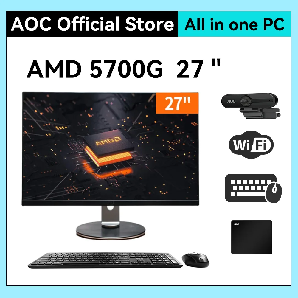 AOC-All-in-one-Computer-27-AMD-5700G-Desktop-Gaming-Adjustment-AIO ...