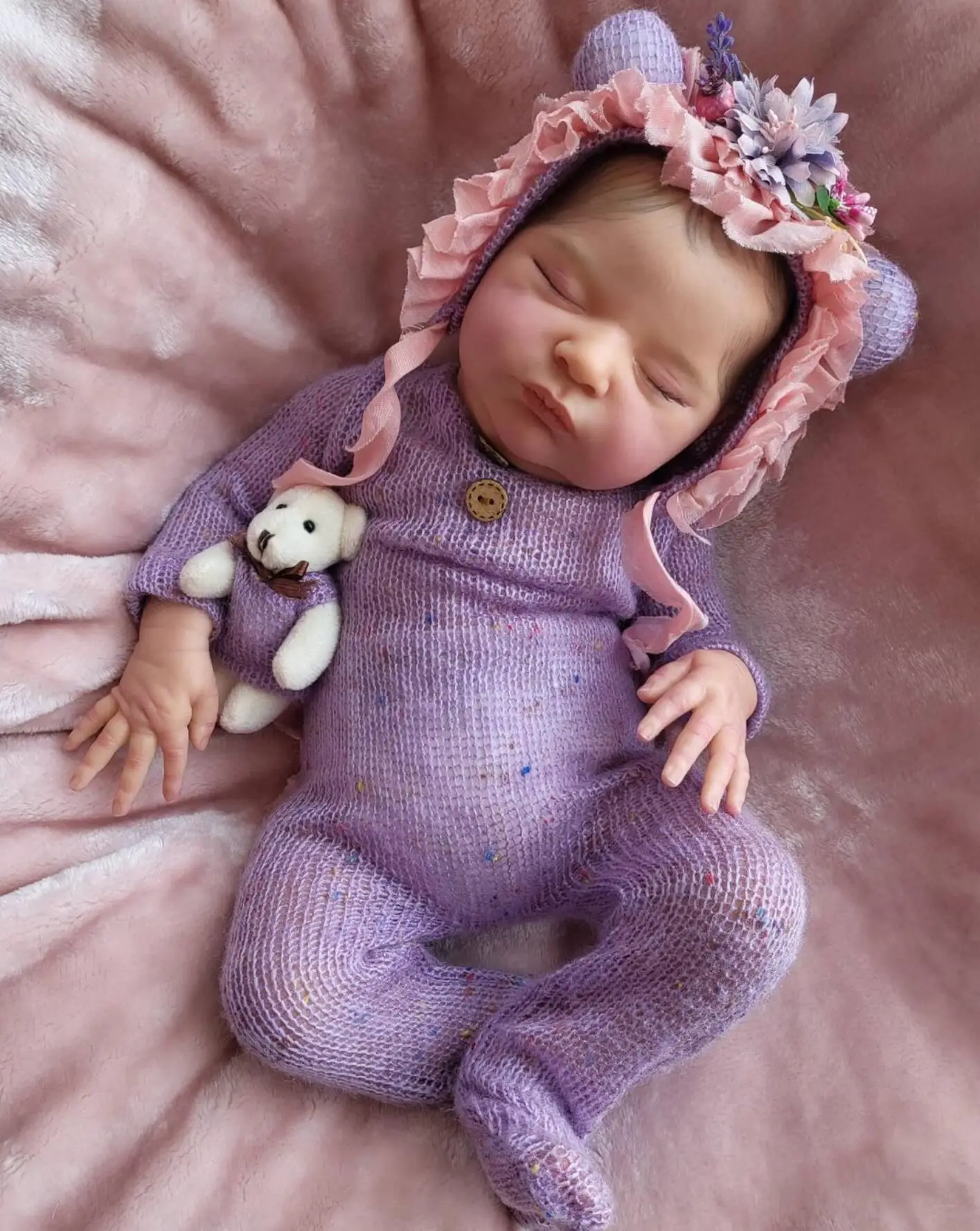 BZDOLL 20Inch/50CM Soft Silicone Asleep Baby Reborn Doll with 3D Marble Texture Skin Visible ...