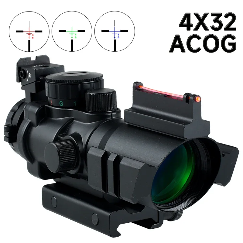 Tactical-4x32-Acog-Fiber-Red-Dot-Sight-Optics-Reflex-Airsoft-Riflescope ...