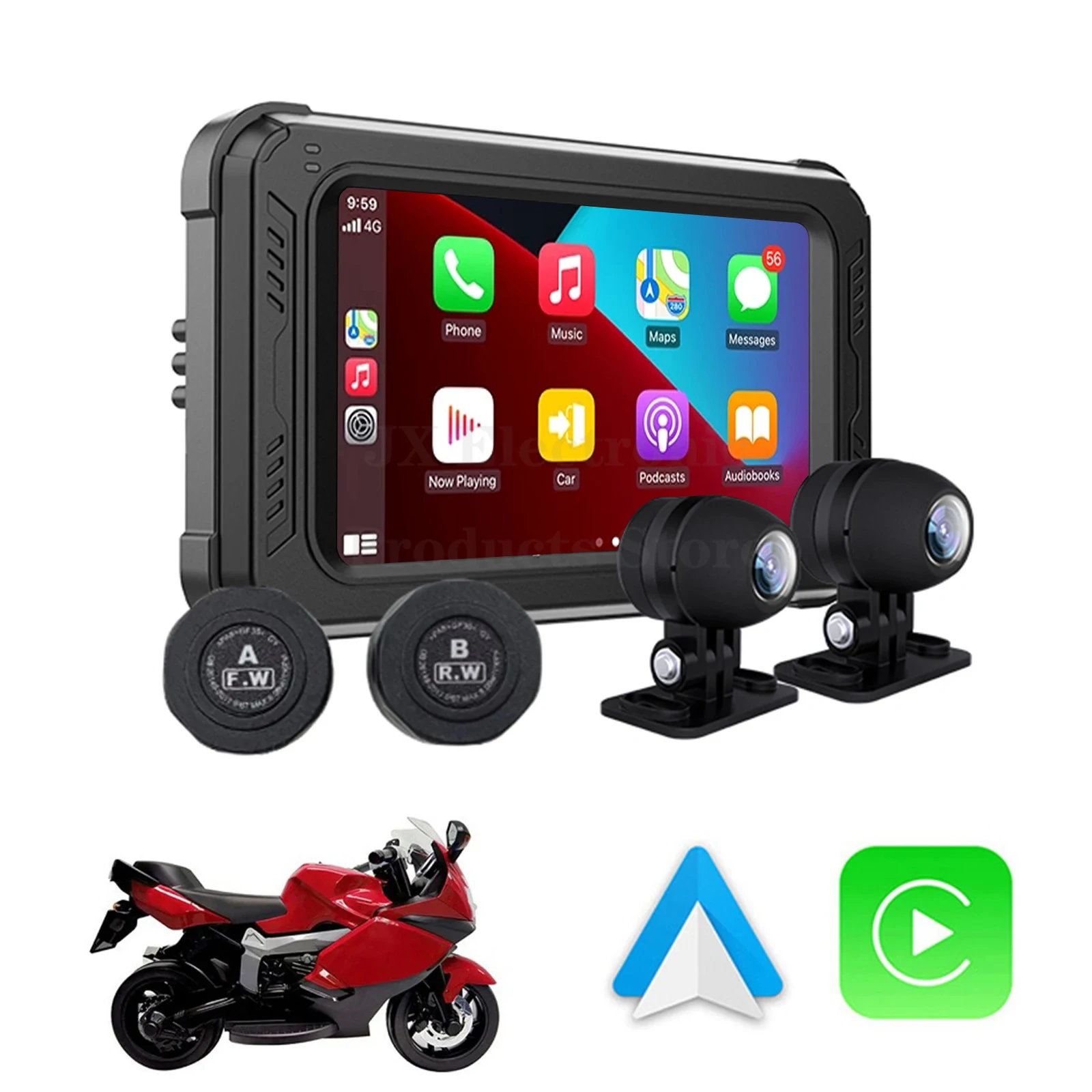 Moniteur-d-cran-GPS-sans-fil-pour-moto-Carplay-Android-enregistreur ...