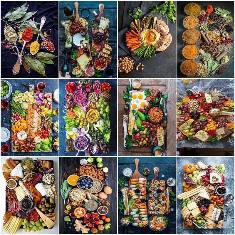 CHENISTORY-Oil-Painting-By-Numbers-Plentful-Food-With-Frame-Pictures-By ...