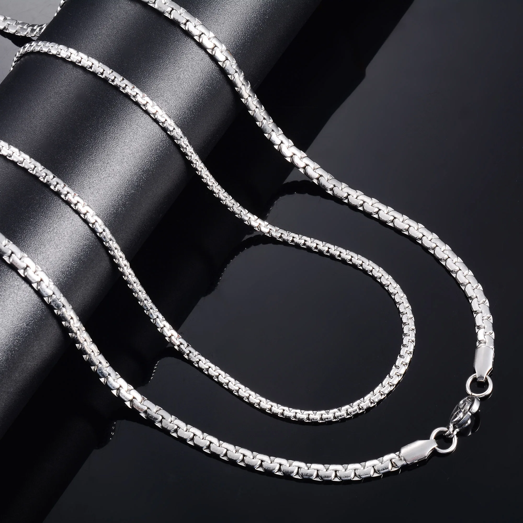 Stainless-Steel-Jewelry-Accessories-for-Women-Men-Metal-Flat-Box-Chain ...
