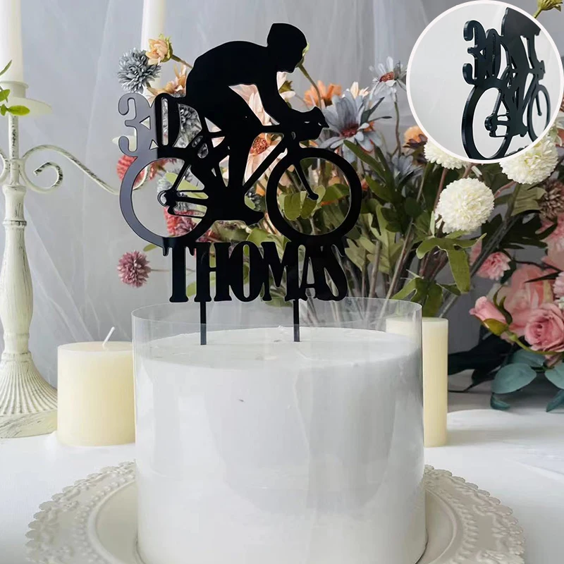 Personalised-Cyclist-Cake-Topper-With-Name-And-Age-Birthday-Cake-Topper ...