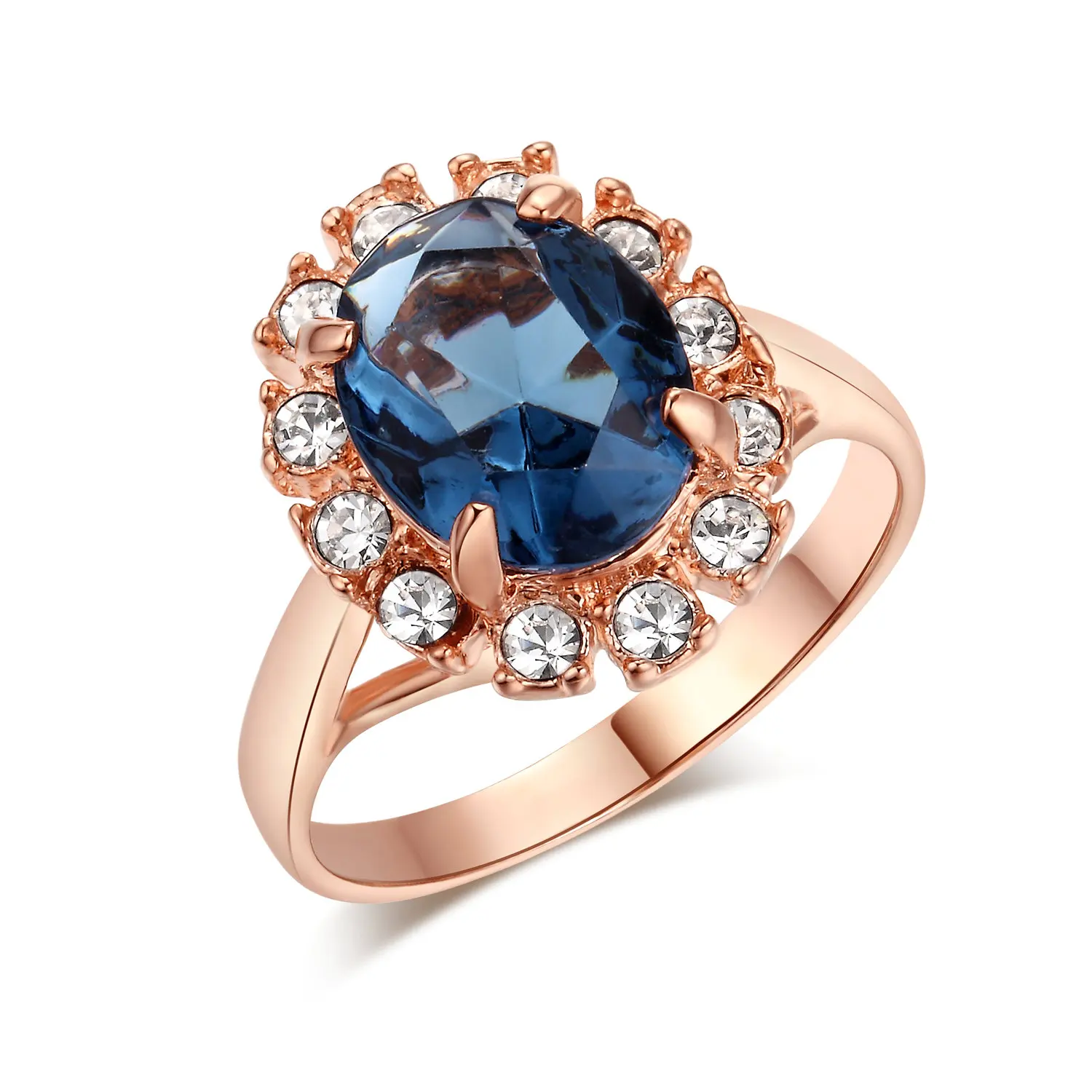 Classic Big Crystal Rings For Women Luxury Zircon Rose Gold Color Women ...