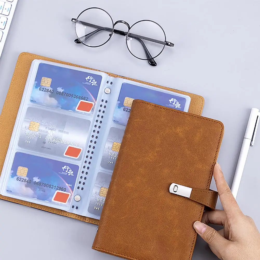 Business Card Holder 120 Card Slots Faux Leather Business Card Book ...