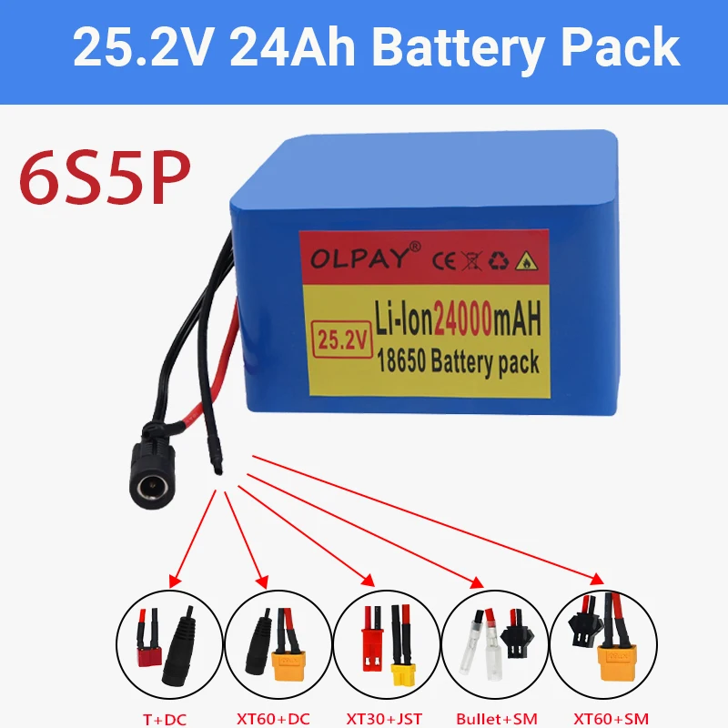 Free Shipping 24V 38Ah 6S5P 18650 Li ion Battery Pack 25.2v 38000mAh ...