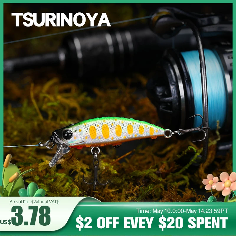 TSURINOYA Intruder 46S Sinking Fishing Lure For Trout Game 46mm 5g Super Slide Hooks Minnow ...
