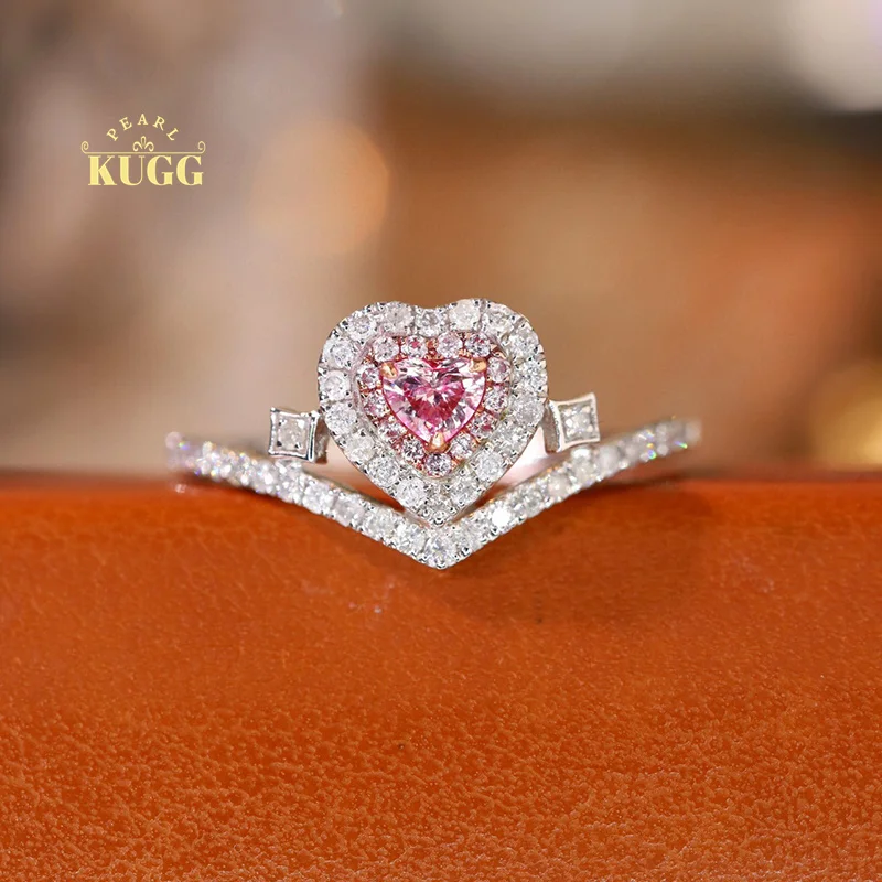 KUGG-18K-White-Gold-Rings-Romantic-Style-Real-Natural-Pink-Diamond ...