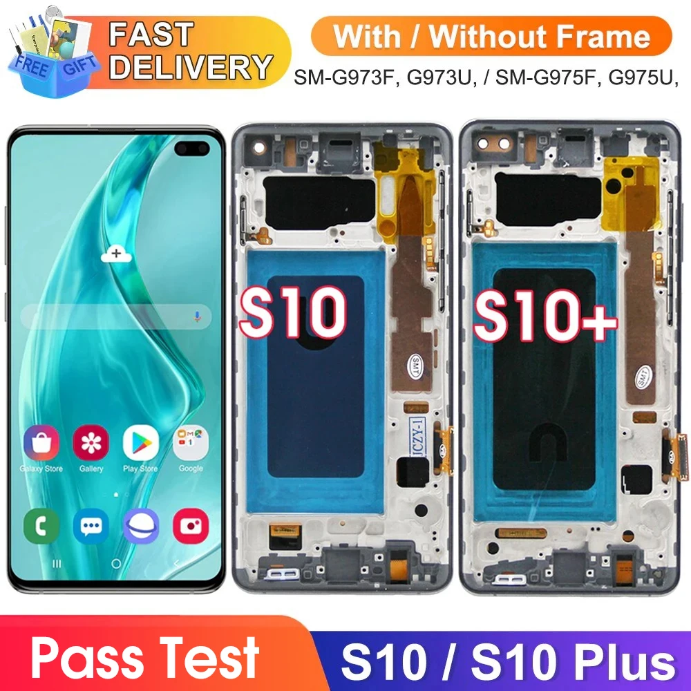 Screen-with-Frame-for-Samsung-Galaxy-S10-Plus-S10-G975-G975F-Lcd ...