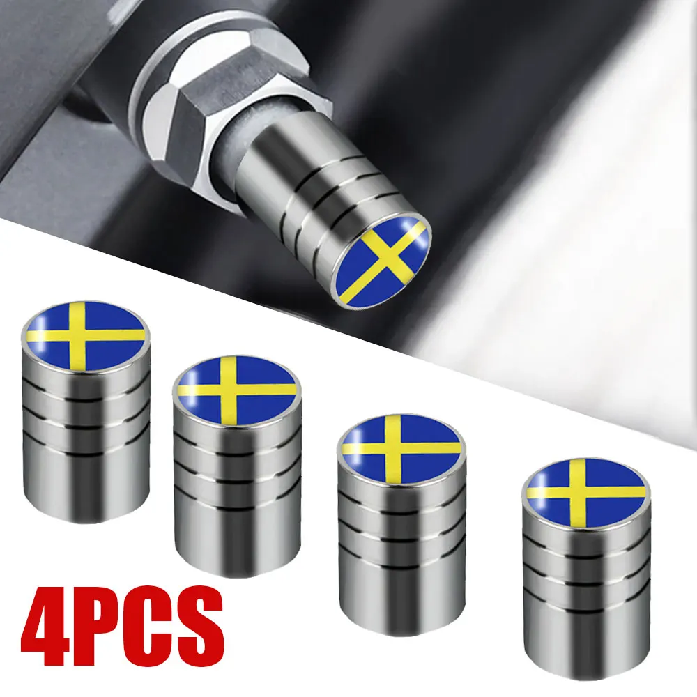 4pcs Car Styling Sweden Flag Emblem Wheel Tire Valves Tyre Air Caps ...