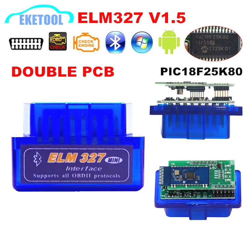 Hardware V1.5 Chip Pic18f25k80 Elm327 Bluetooth V1.5 Auto Code Reader Super Mini Elm 327 Works ...