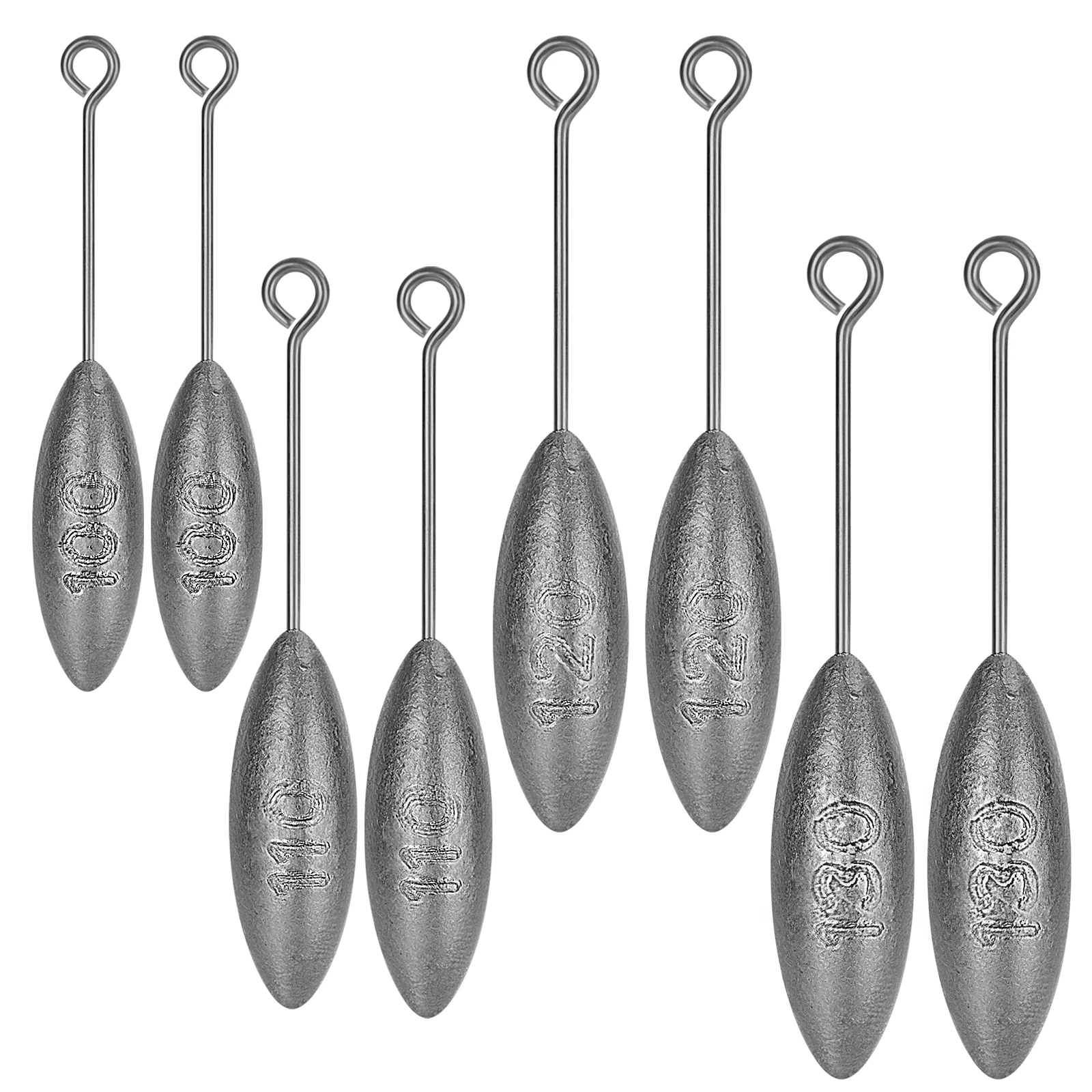 5-8pcs-Lead-Fishing-Sinkers-Set-3-5-4-6oz-Long-Tail-Saltwater-Surf ...