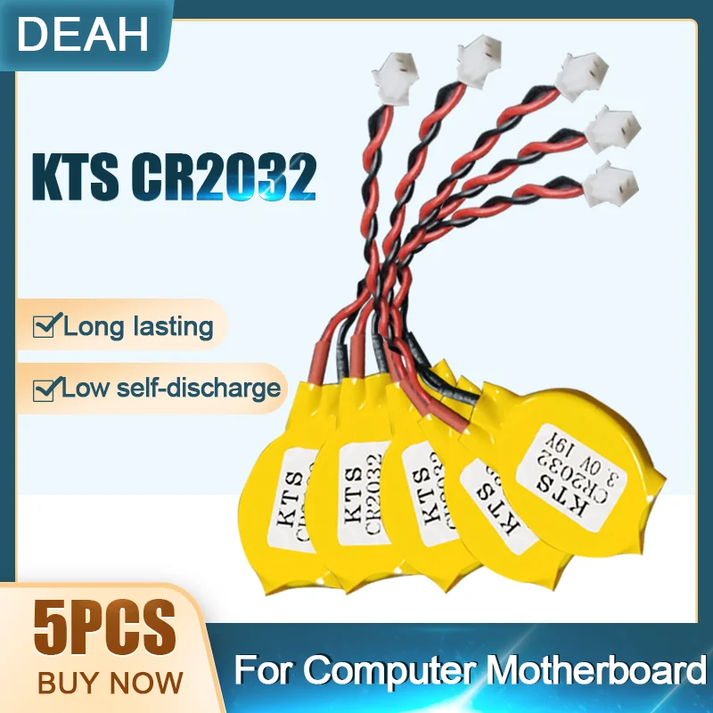 5Pcs/lot NEW 3V Lithium battery KTS CR2032 CR2032W For BIOS COM ...