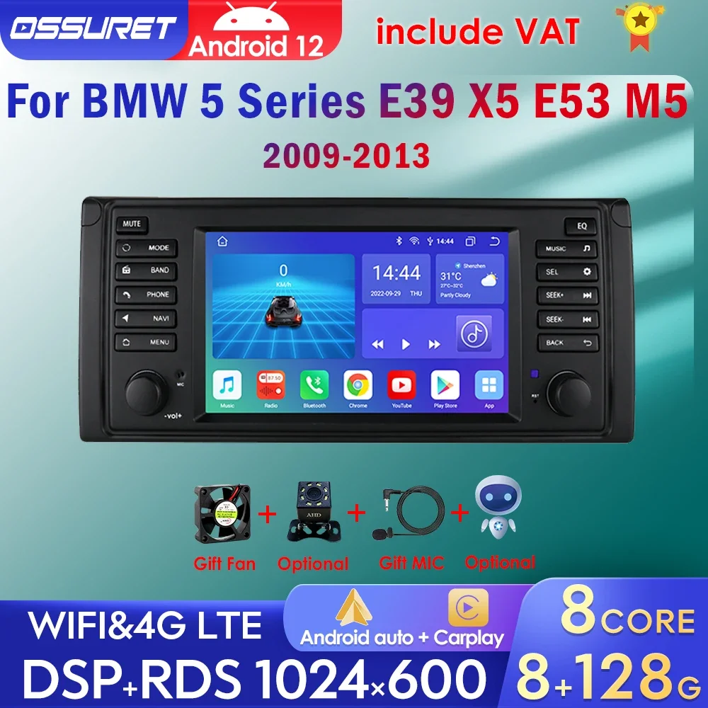 7Inch-Carplay-Android-Auto-Car-Radio-Multimedia-For-BMW-5-Series-E39-X5 ...