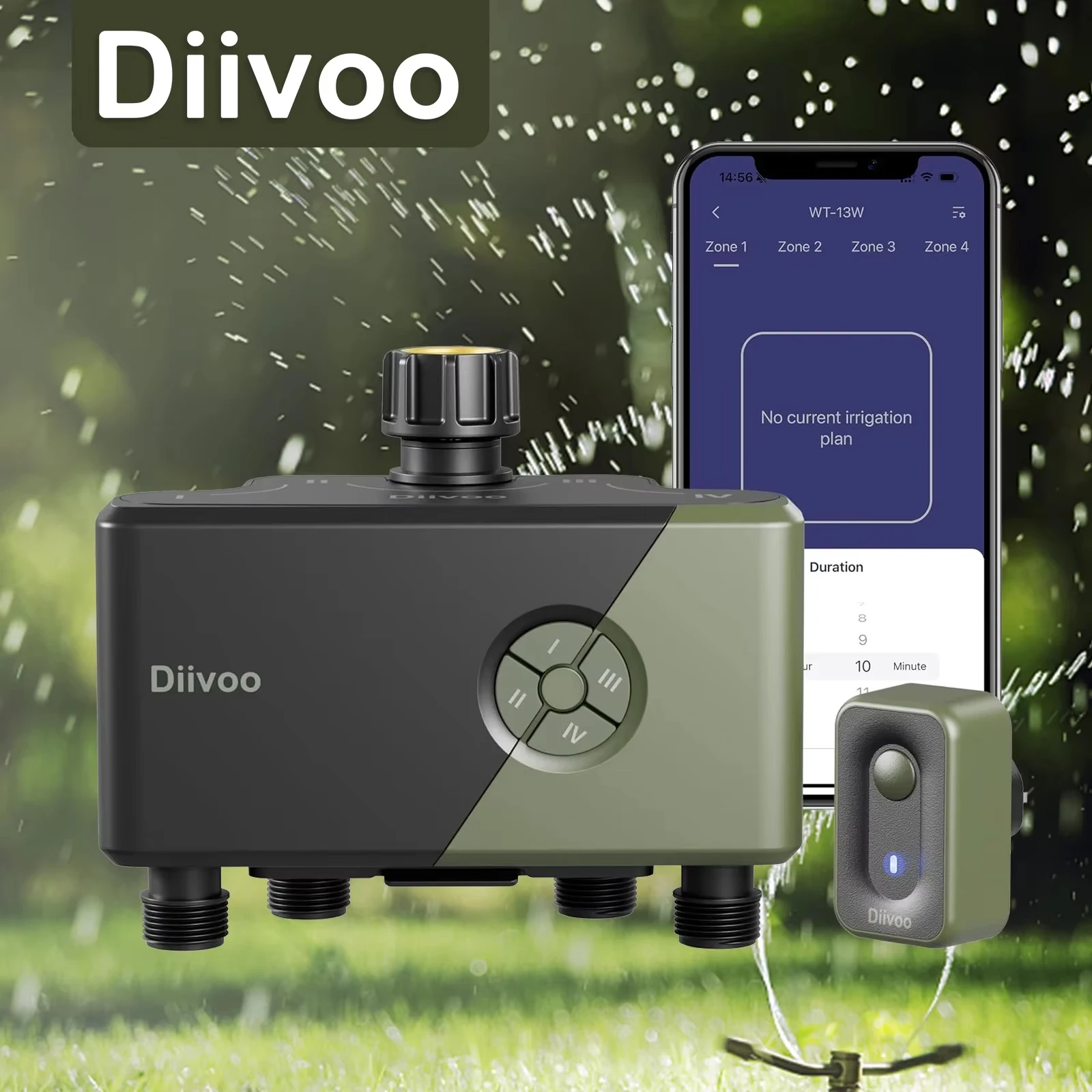 Diivoo Garden Water Timer 4 Zones Smart WiFi Sprinkler Automatic ...